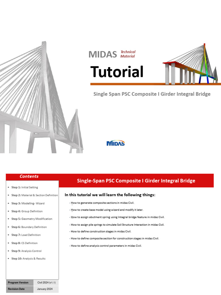 Midas Tutorial Integral Bridge | PDF | Bridge | Concrete