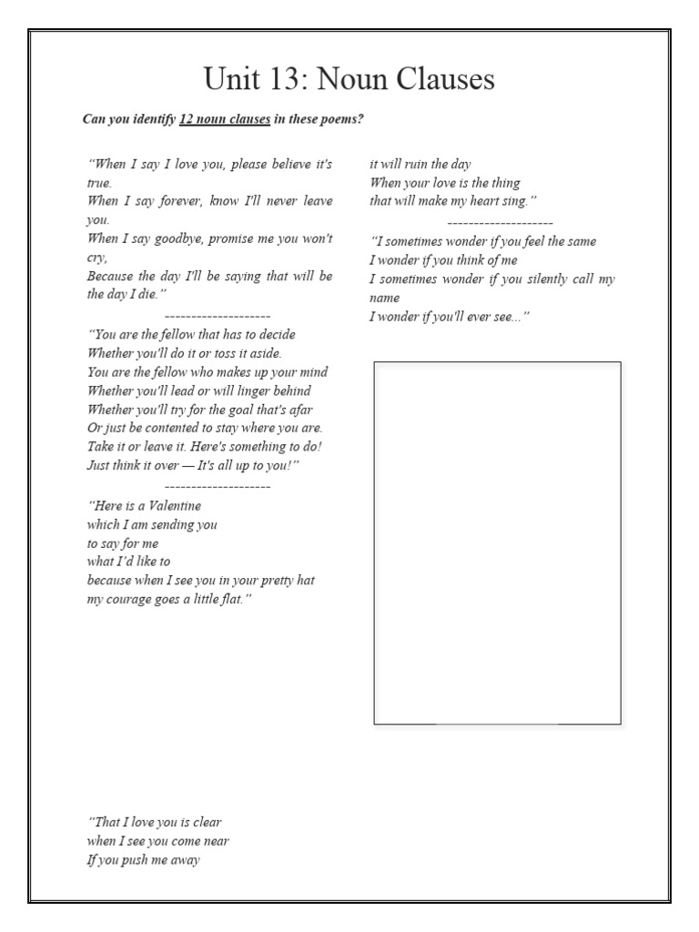 Identify Noun Clauses in Poems | PDF