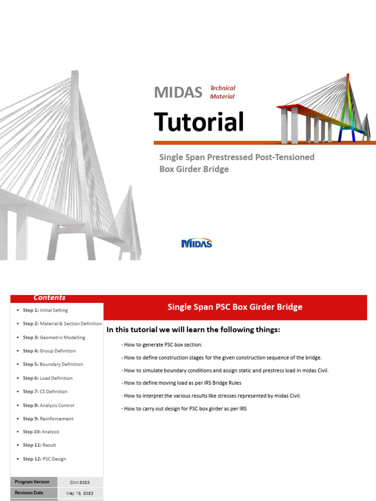 Midas Tutorial Bridge | PDF | Prestressed Concrete | Bridge Midas Tutorial Bridge | PDF | Prestressed Concrete | Bridge