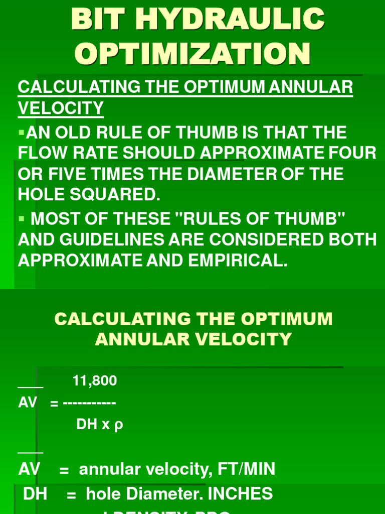 Bit Hydraulic Optimization | PDF Bit Hydraulic Optimization | PDF