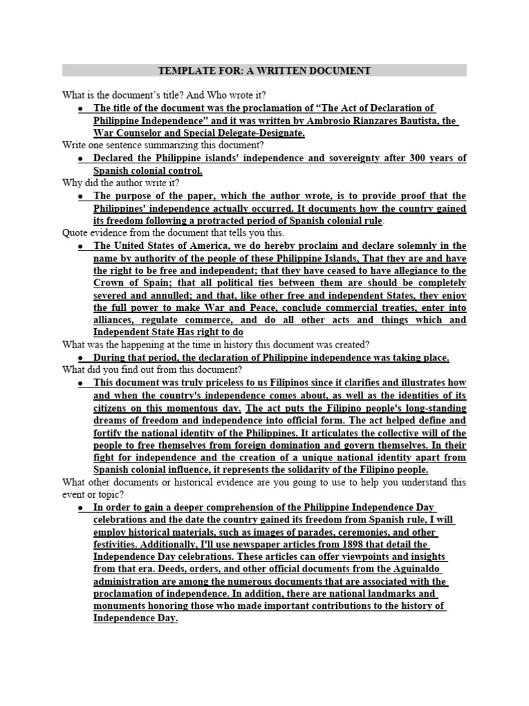 template for writtten document - history | PDF