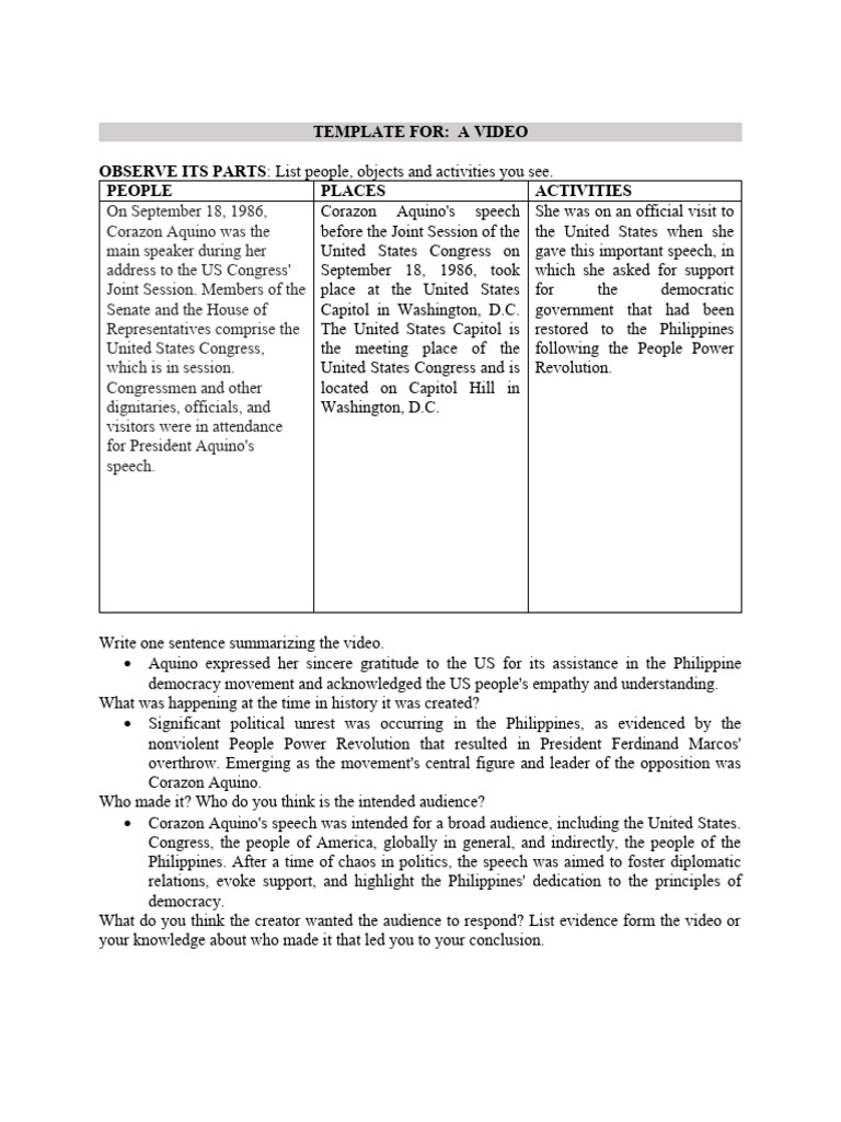 Template For Video - History | PDF