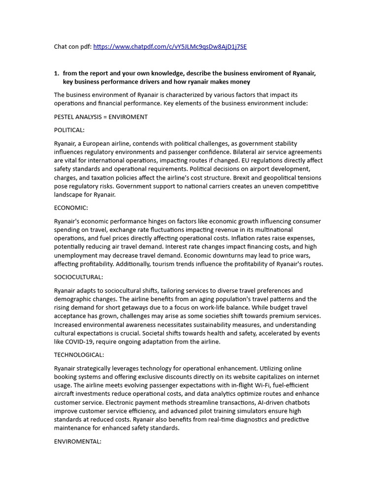 Examen Ryanair | PDF | Competitive Advantage | Low Cost Carrier