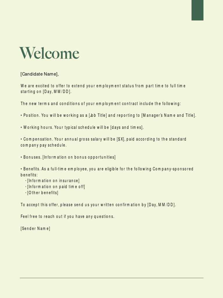 Part Time Offer Letter | PDF