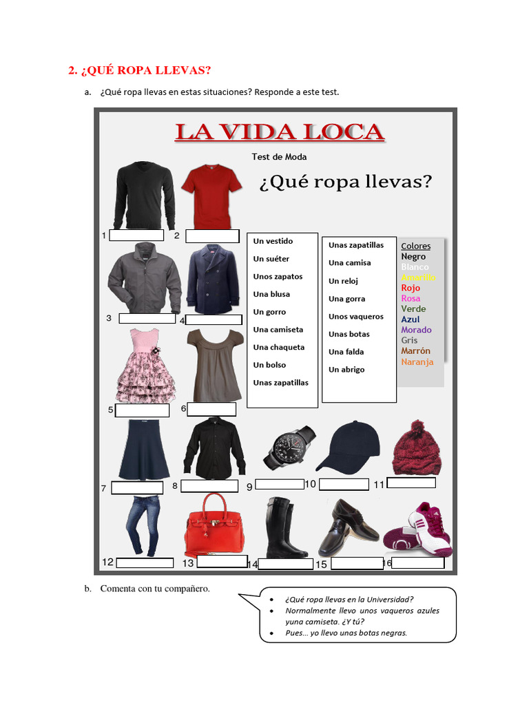 1-La Ropa-Vocabulario- Qué Ropa Llevas | PDF