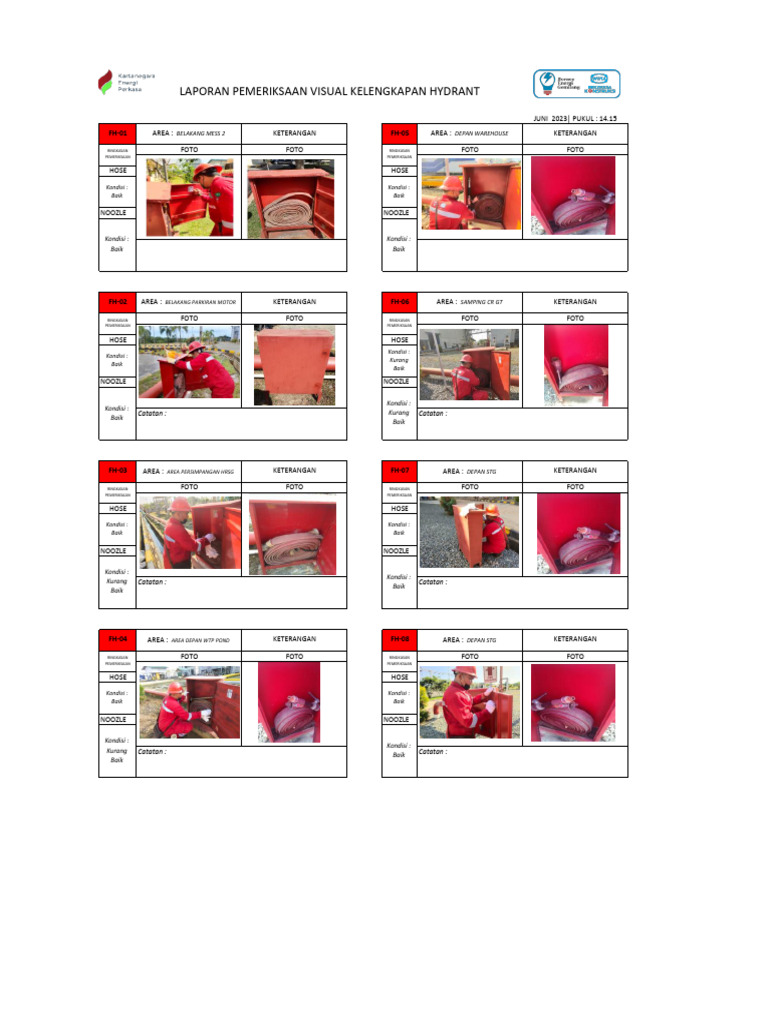 Laporan Pemeriksaan Visual Hydrant Juni 2023 | PDF