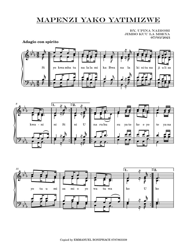 Mapenzi Yako Yatimizwe | PDF