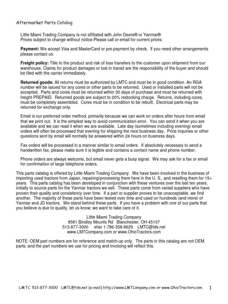 Yan Mar Catalog | PDF | Tractor | Piston