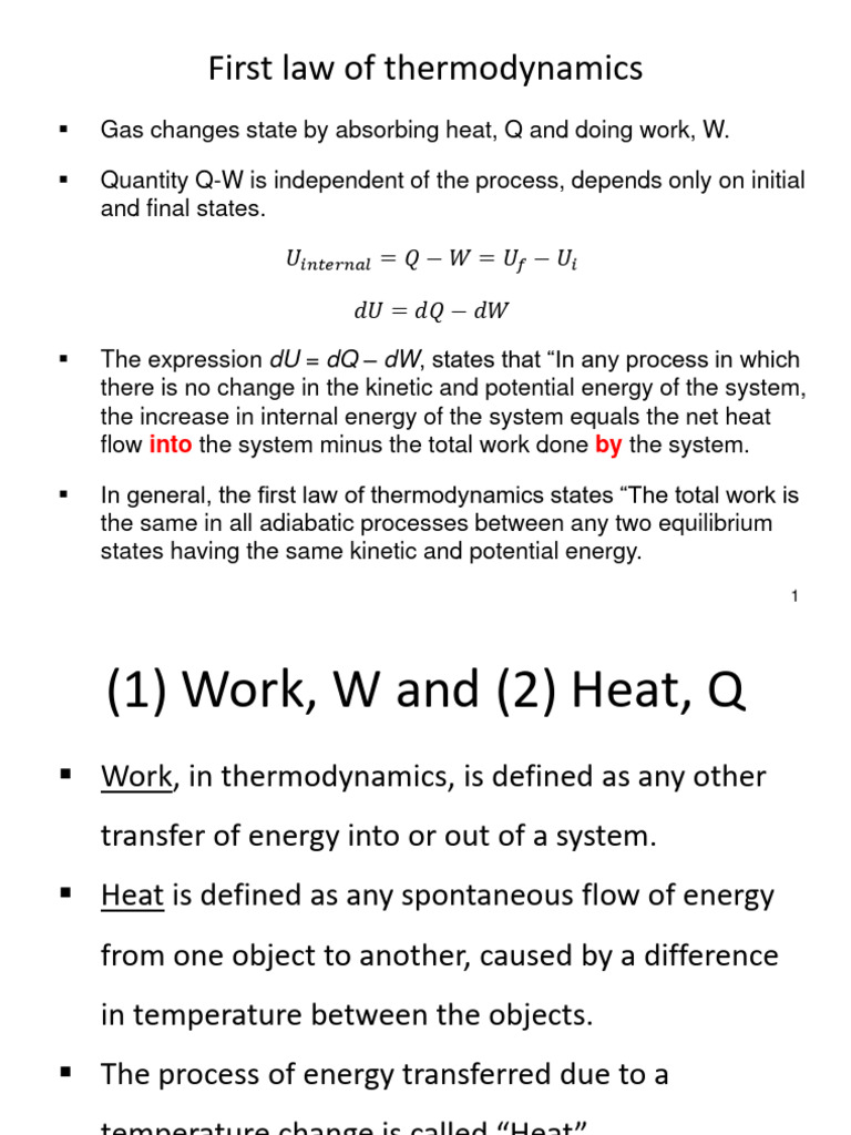 2.1 - Work, Heat and The First Law | PDF | Heat | Heat Capacity