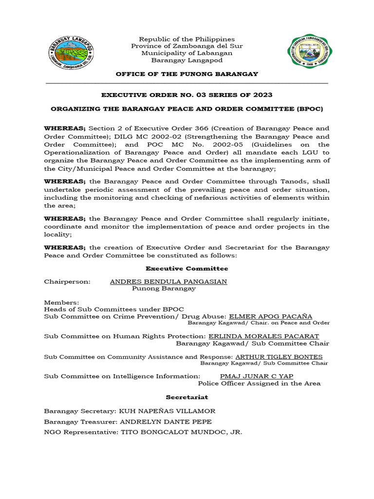 Barangay Peace and Order | PDF