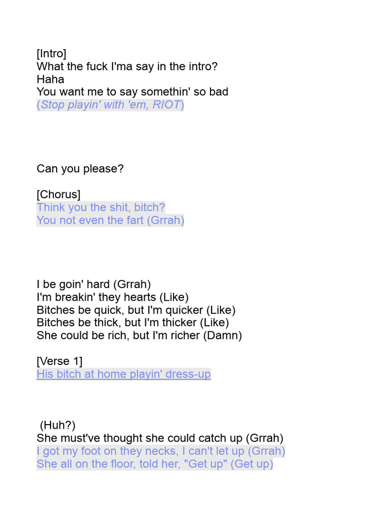 lyrics ice spice fart | PDF