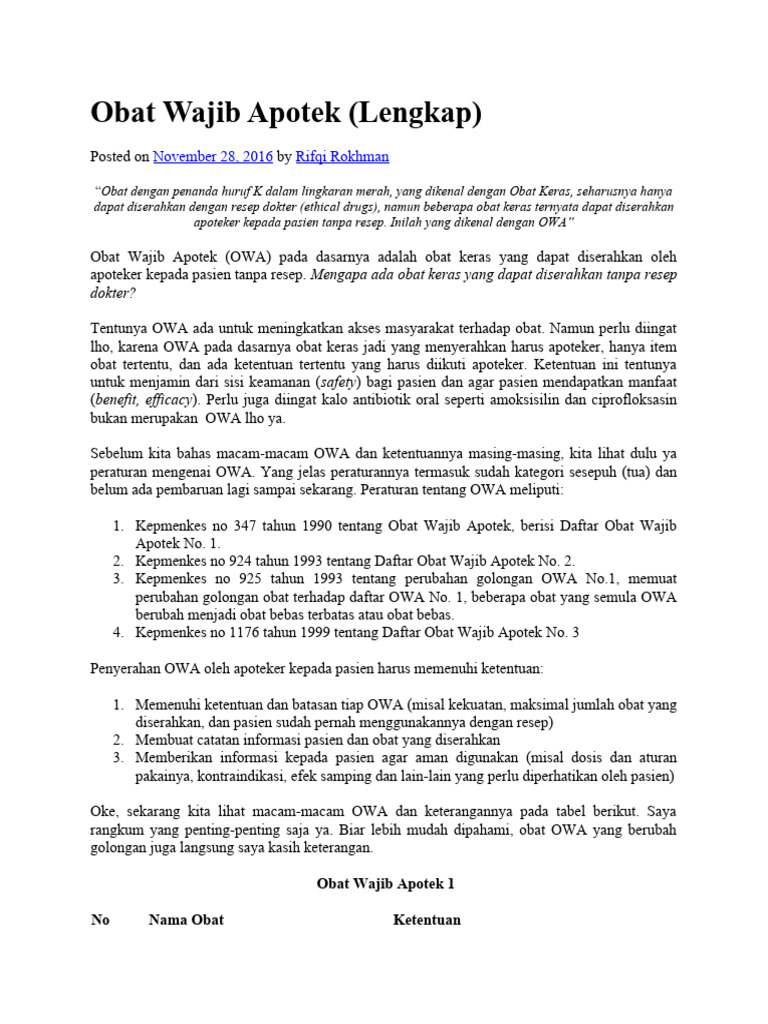 Obat Wajib Apotek | PDF