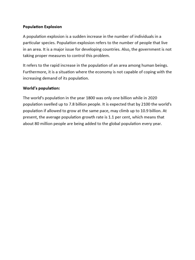 Population Explosion Pdf Population Growth Family Planning