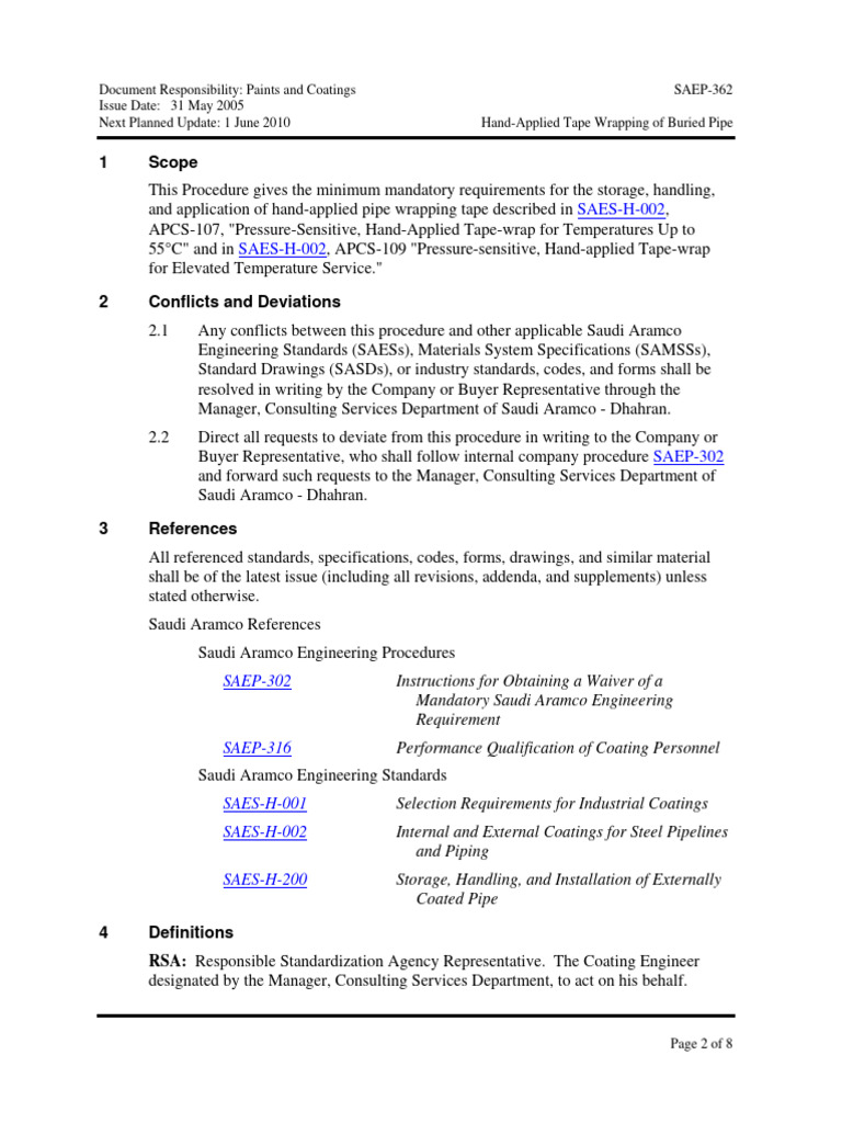 1 Scope: SAES-H-002 SAES-H-002 | PDF | Specification (Technical Standard)