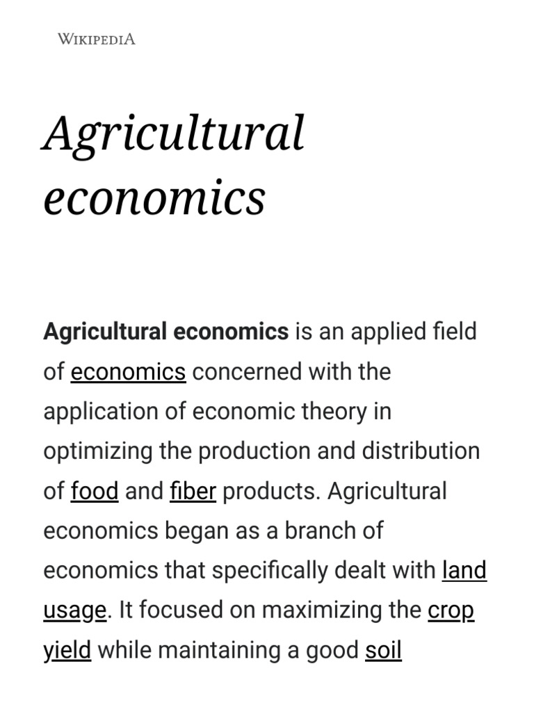 Agricultural Economics Overview | PDF | Agricultural Economics | Economics
