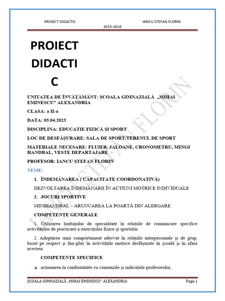 Proiect Didactic Mihai Eminescu | PDF