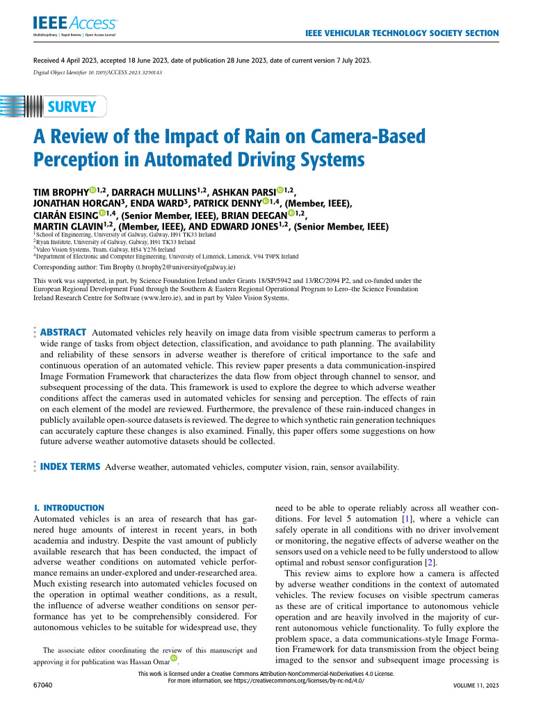 A Review of The Impact of Rain On Camera-Based Perception in Automated ...