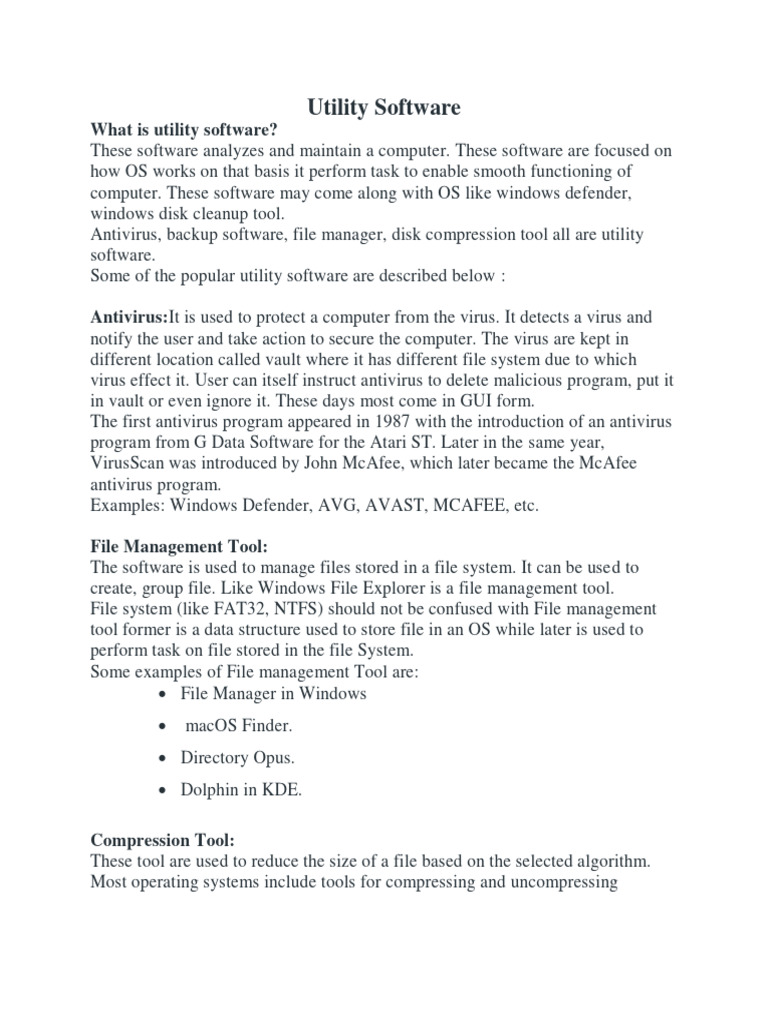Utility Software | PDF | Antivirus Software | Computer File