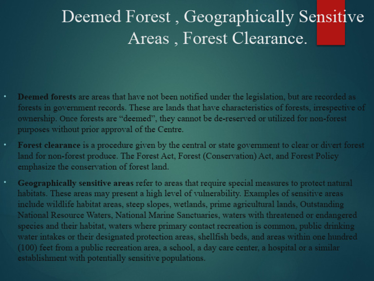 Deemed Forest Geographically Sensitive Areas | PDF