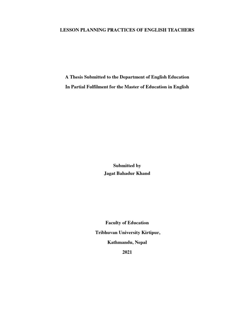 Full Thesis | PDF | Lesson Plan | Teachers