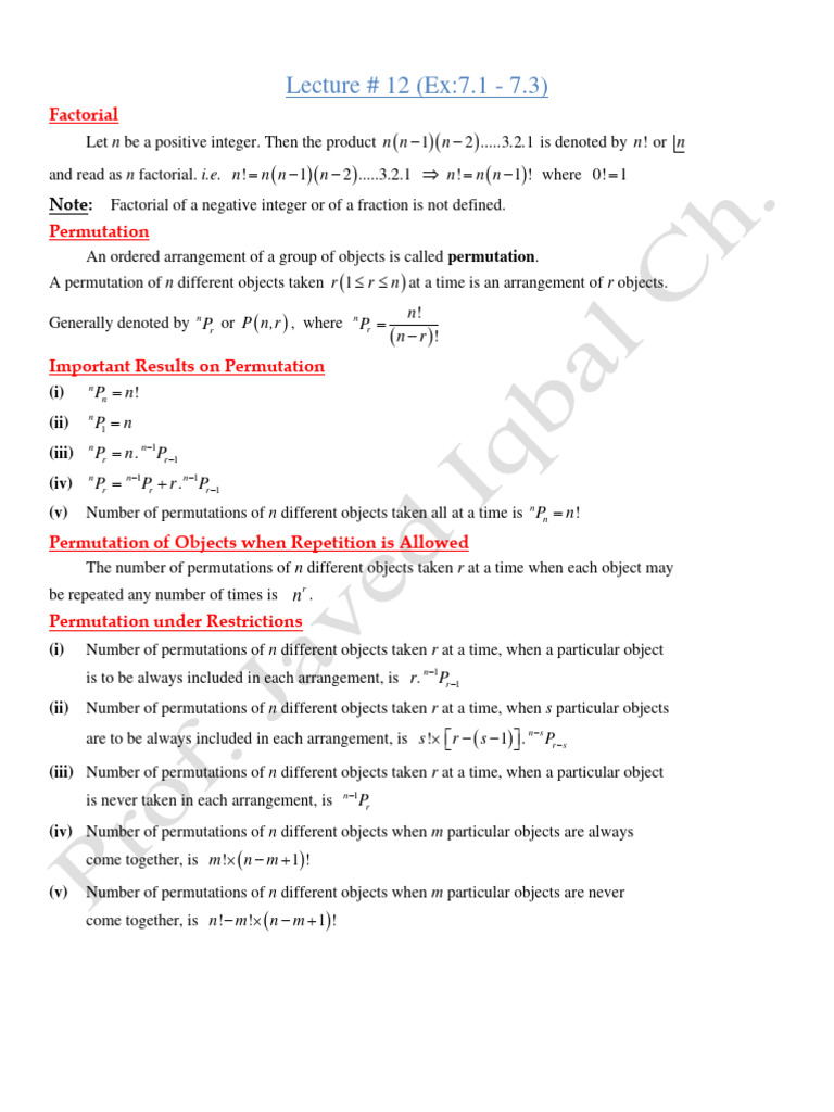 Factorials and Permutations Explained | PDF | Permutation | Arithmetic
