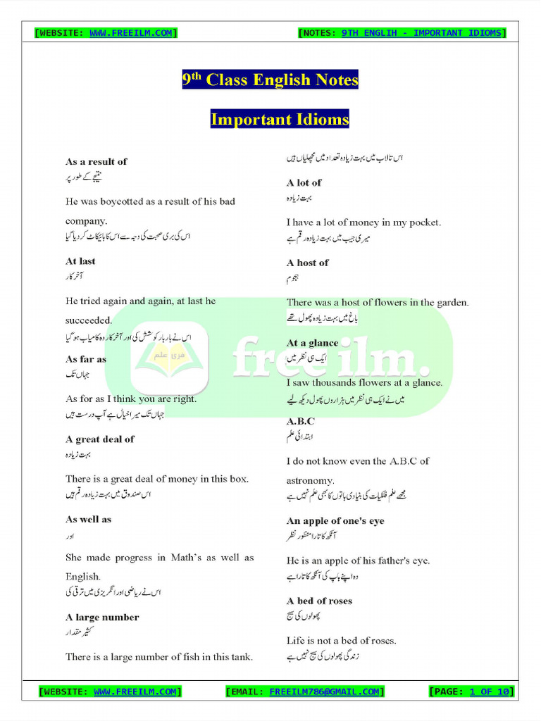 9th Eng Idioms-1 | PDF