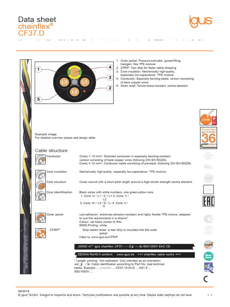 CF37.D Sort110 EU Data Sheetchainflex CF37.D | PDF | Electricity ...