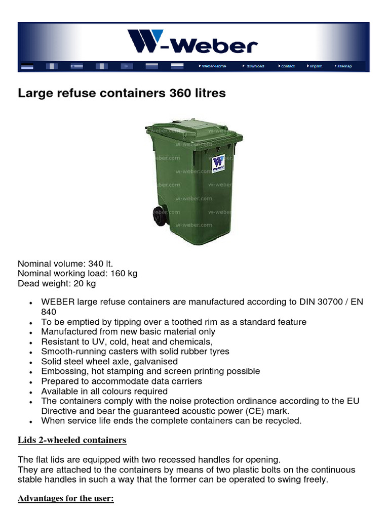 Large Refuse Containers 360 Litres | PDF