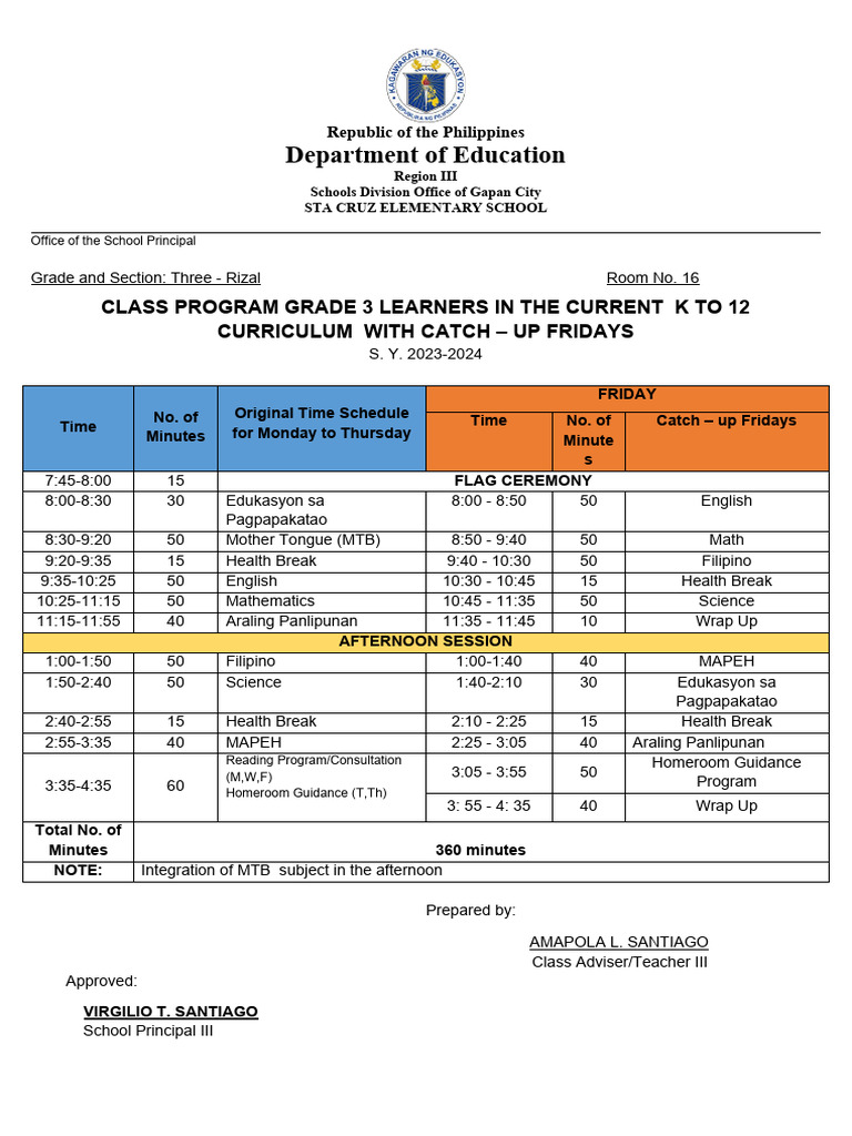 New Class Program Catch Up Fridays | PDF