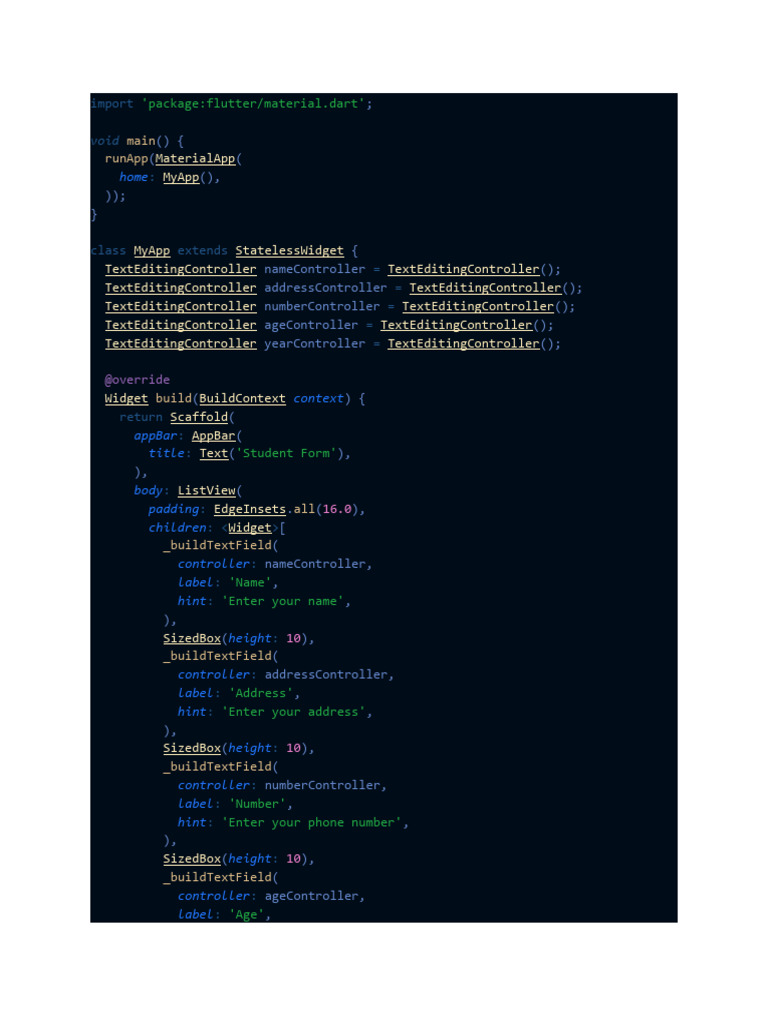 Main Runapp: 'Package:Flutter/Material - Dart' | PDF