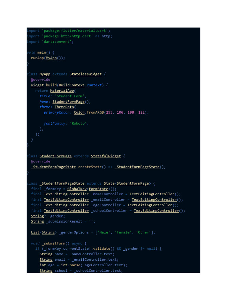 Main Runapp: 'Package:Flutter/Material - Dart' 'Package:Http/Http ...