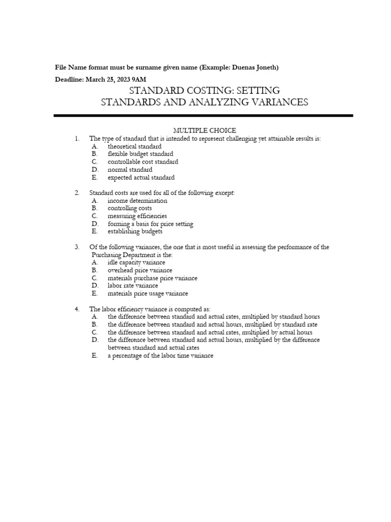 Standard-Costing-Review-Material Final | PDF | Labour Economics ...