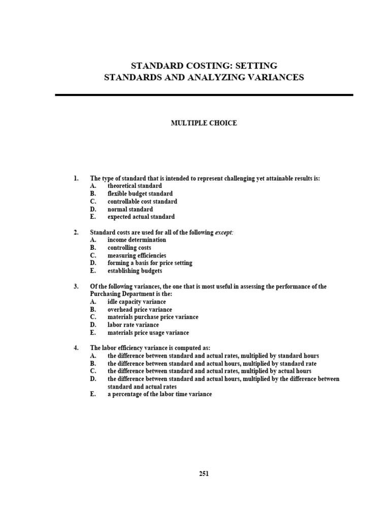 Standard Costing Review Material | PDF