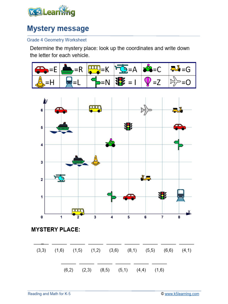 Grade 4 Coordinate Grid Message A | PDF