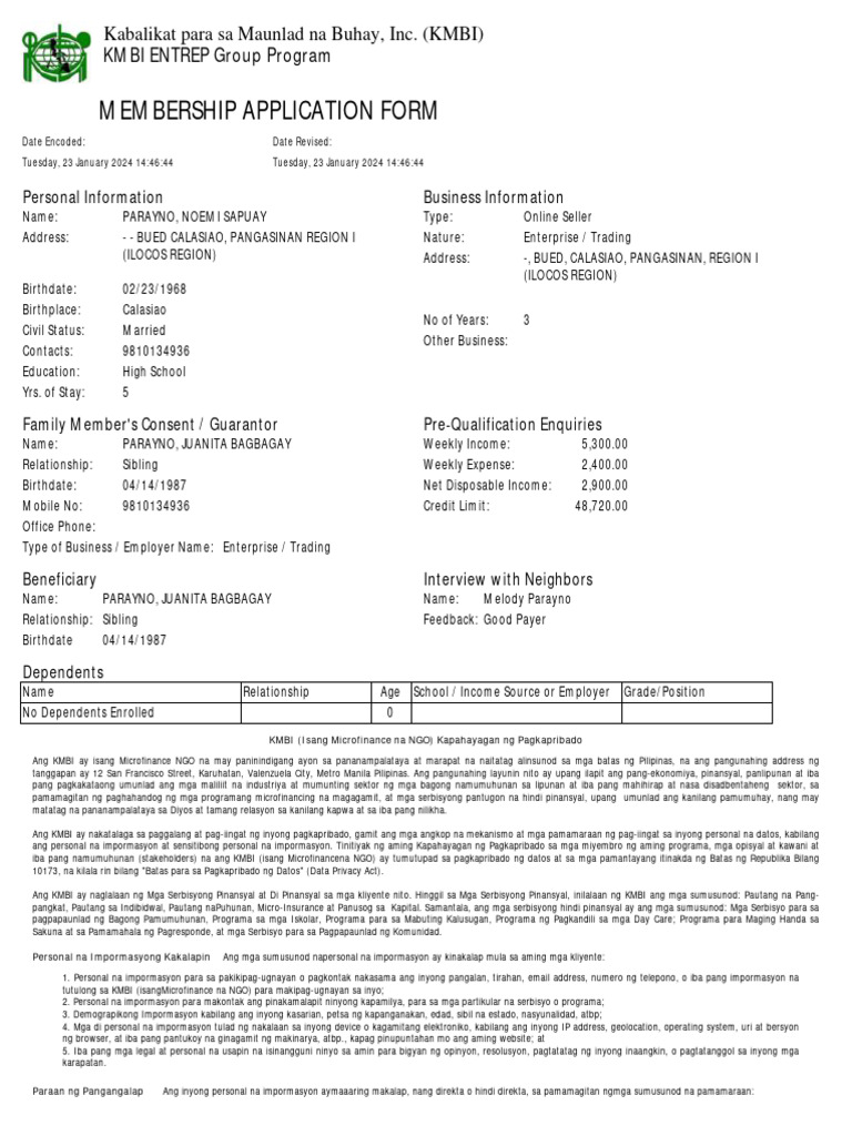 Member Application Form | PDF