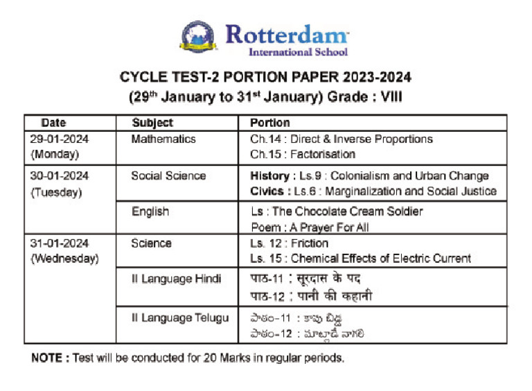 Grade-8 Cycle Test - 2 Portion Paper | PDF