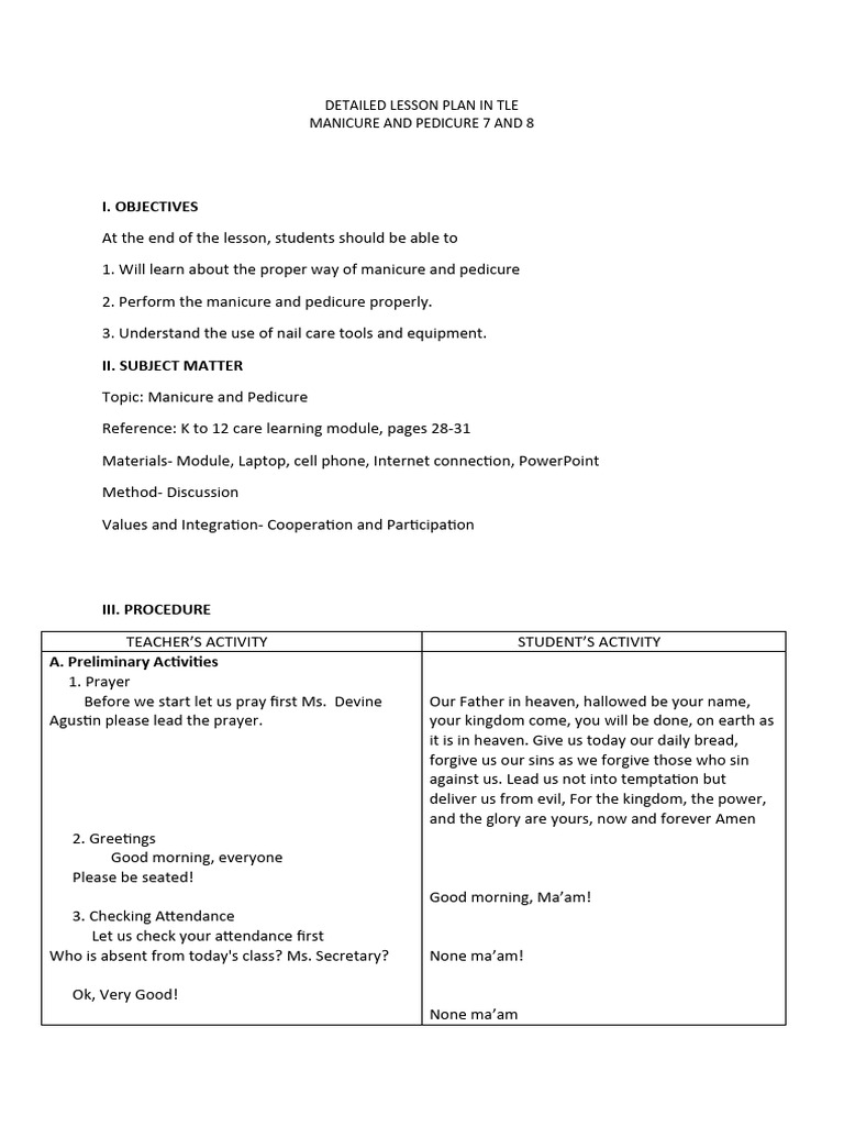 Detailed-Lesson Plan | PDF | Nail (Anatomy) | Finger