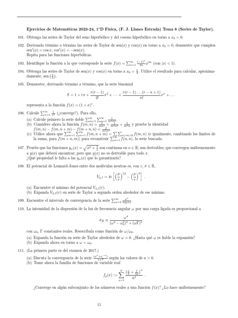 Hoja 8 | PDF | Cálculo | Funciones y mapeos