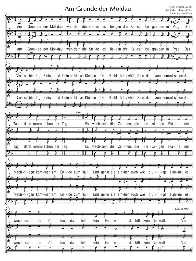 Am Grunde Der Moldau - SATB | PDF