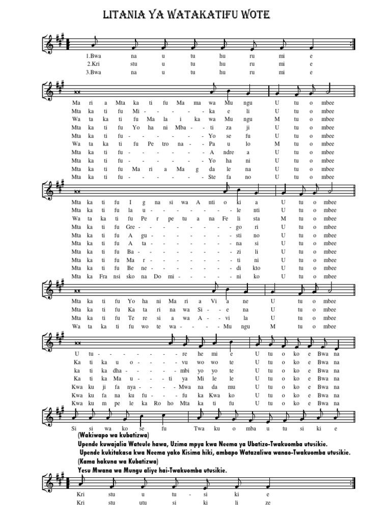 Litania Ya Watakatifu Wote | PDF