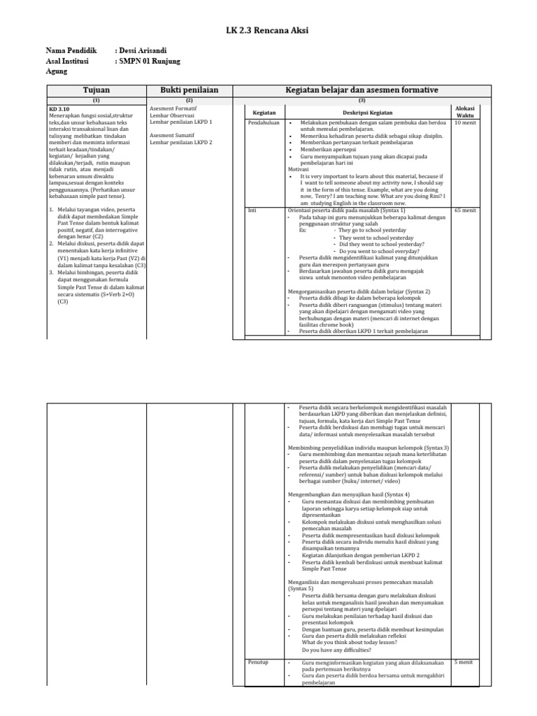LK 2 Rencana Aksi | PDF