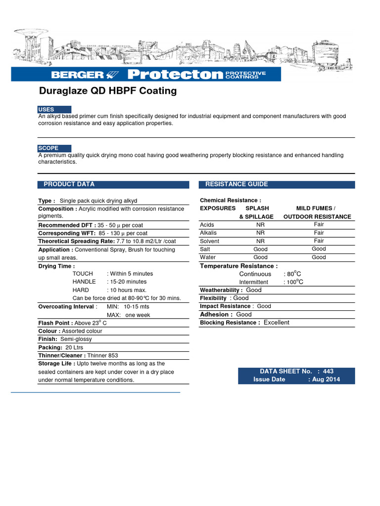 DS 443 Duraglaze QD HBPF Coating | PDF