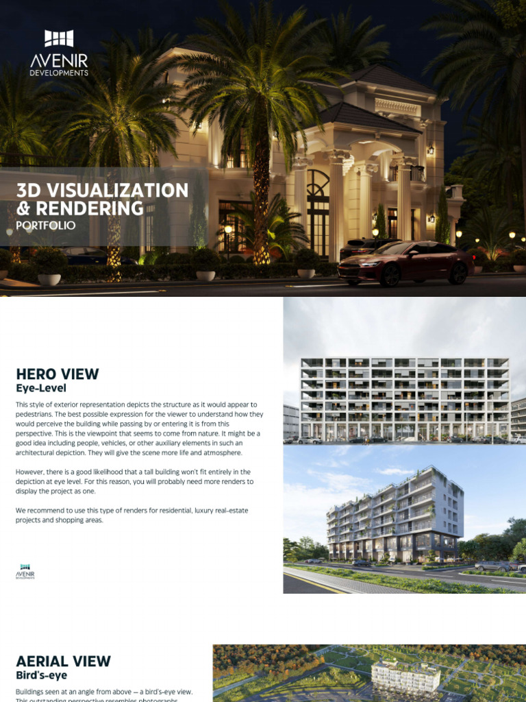 3D Visualization Portfolio - Avenir Developments - Compressed | PDF