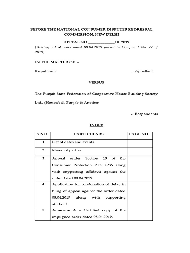 Draft - Kripal Kaur Appeal - NCDRC | PDF