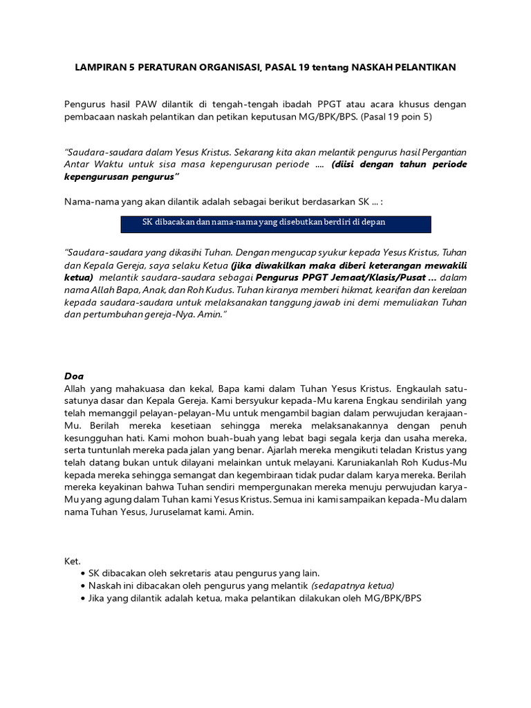 Lampiran 5 - Naskah Pelantikan Hasil PAW | PDF