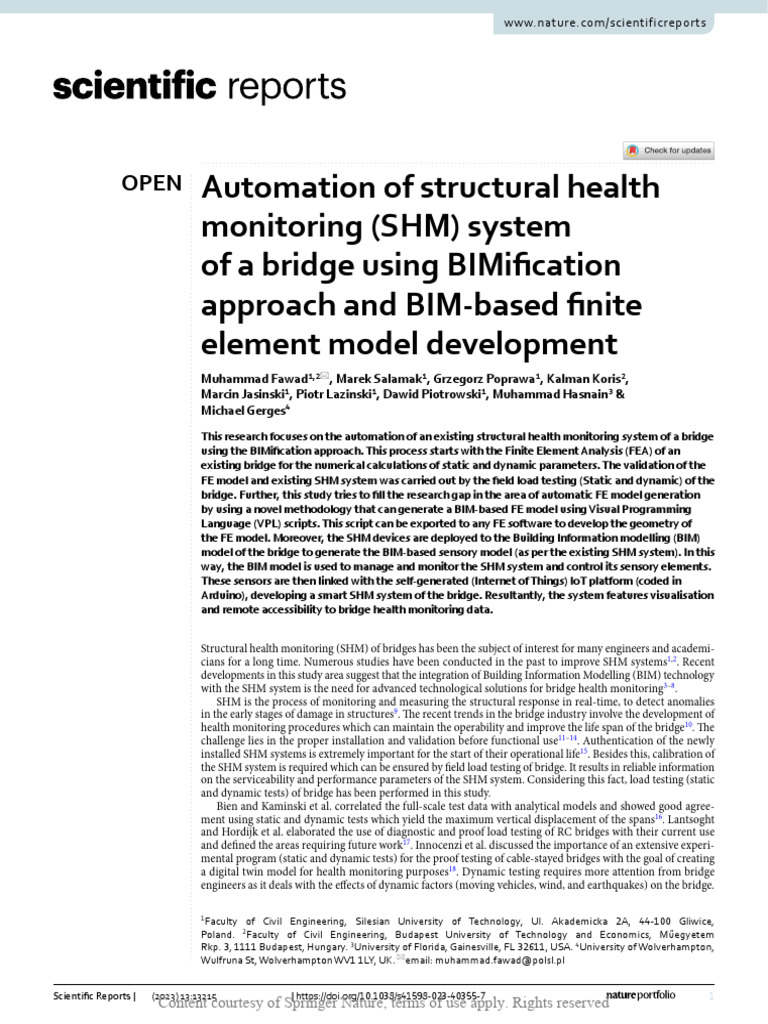 Automated SHM System for Bridges | PDF | Bridge | Finite Element Method