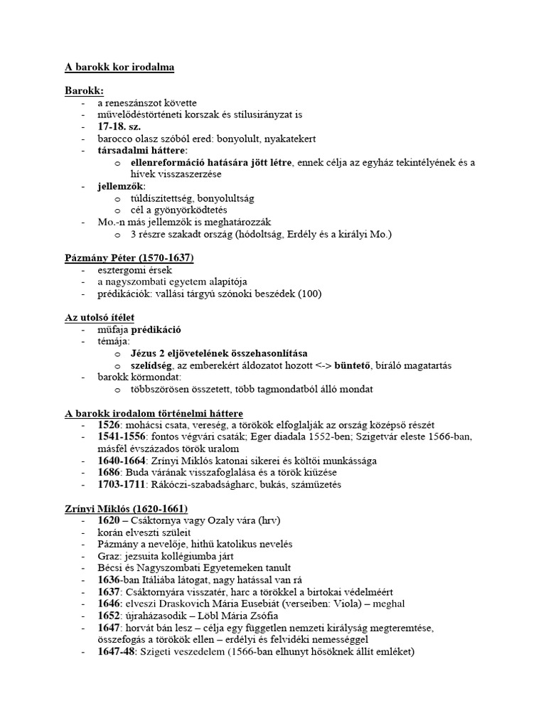 Irodalom Jegyzet | PDF