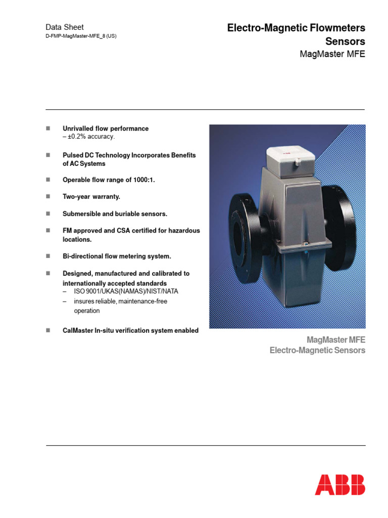 D FMP MagMaster MFE - 8 (US) | PDF | Flow Measurement | Electricity