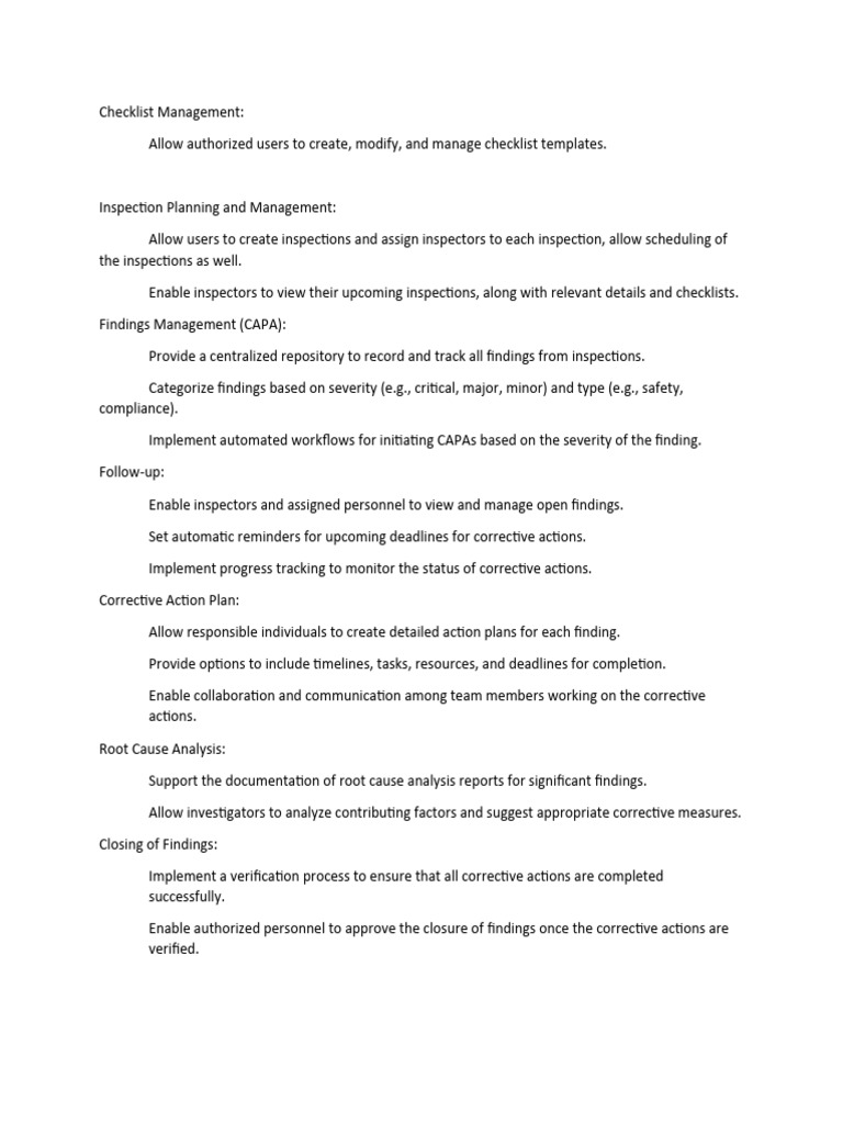 Checklist Management | PDF