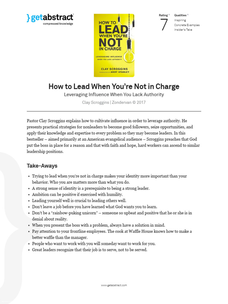 How To Lead When Youre Not in Charge | PDF